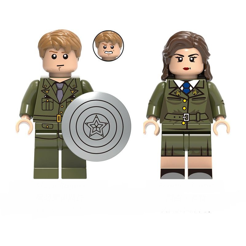 Steve Rogers Peggy Carter Minifigures Lego Compatible Wedding Gift