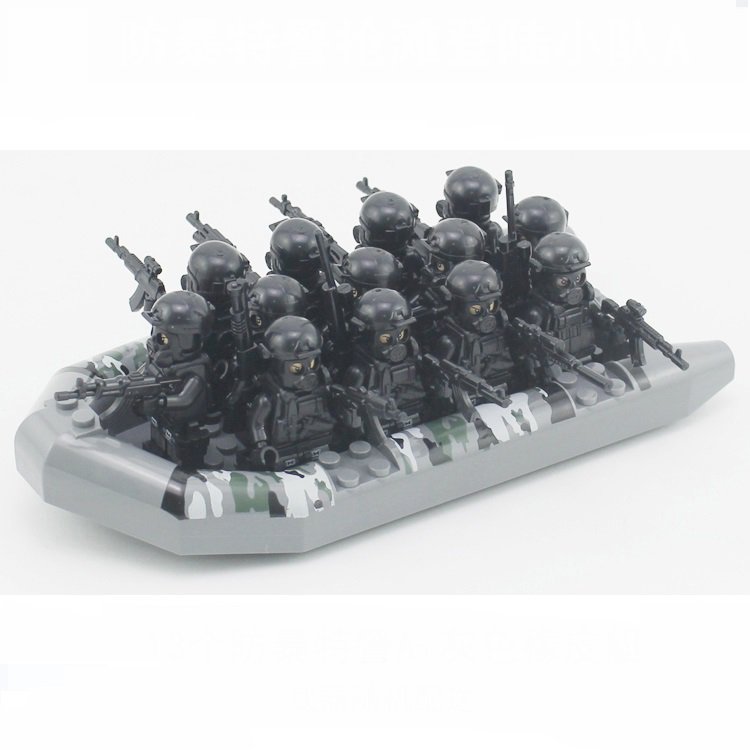 Riot Police Rubber boats Minifigures Lego Compatible City SWAT Set