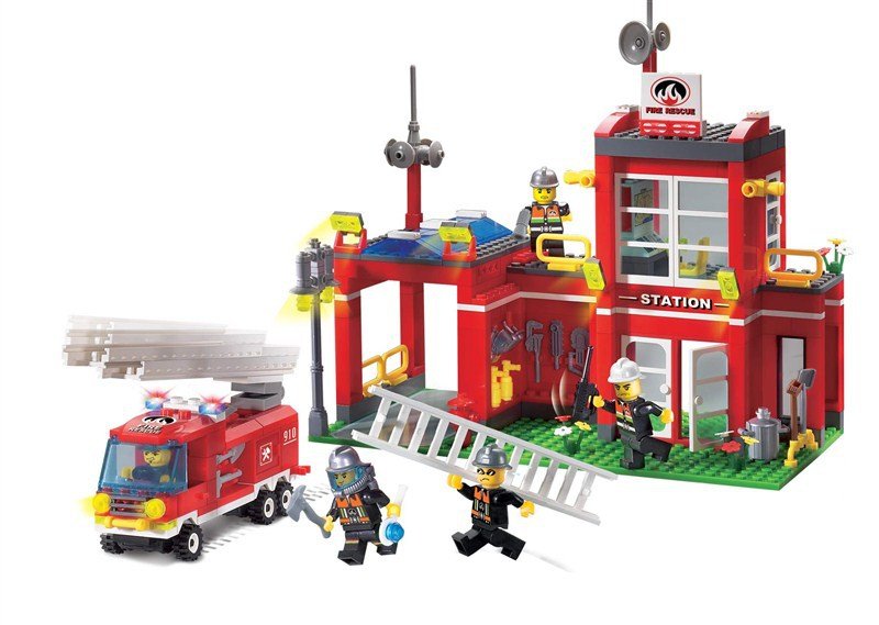 City Fire Station fire truck firemen Minifigures Lego Compatible City ...