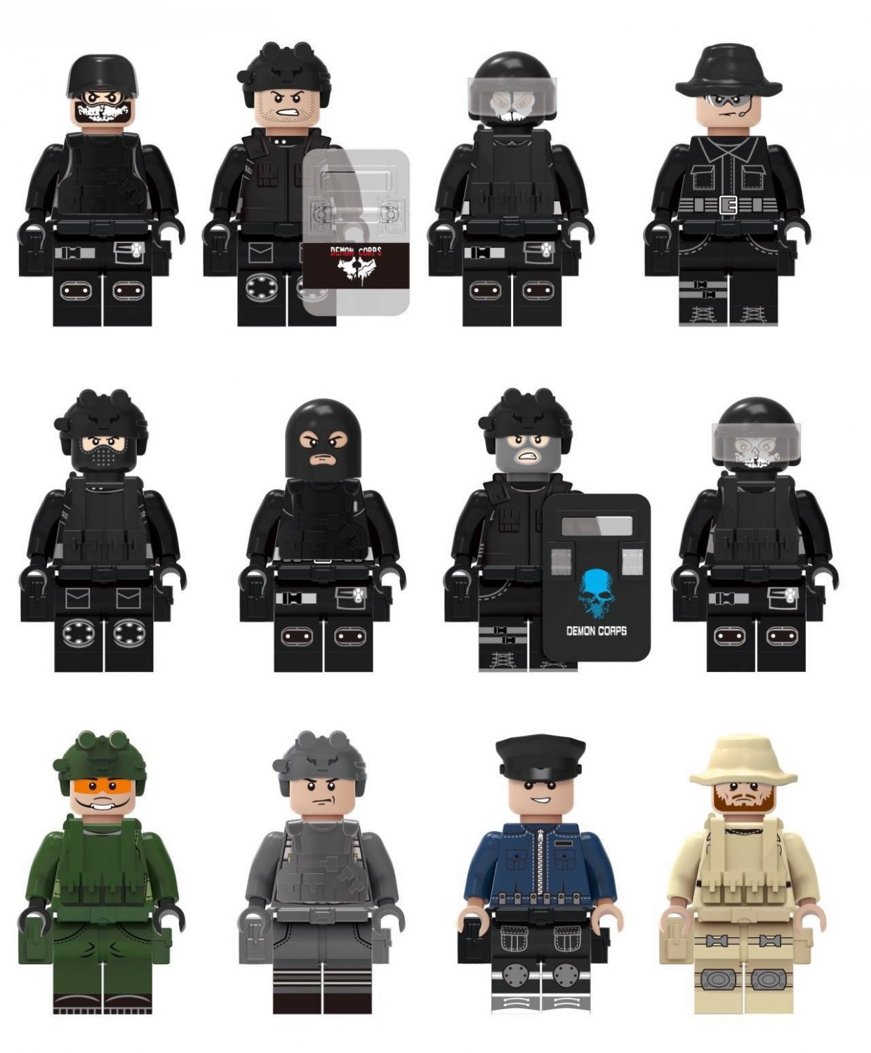 Police Special Forces soldier SWAT Minifigures Lego Compatible City ...