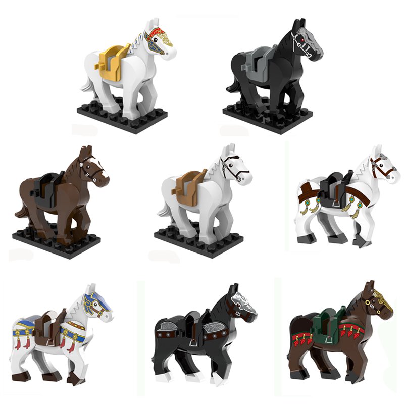 8pcs Middle Ages Hanoverian Horse Minifigures Lego Compatible Medieval ...