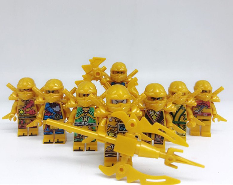 8pcs Gold Ninjago season 12 Minifigures Lego Compatible Toy