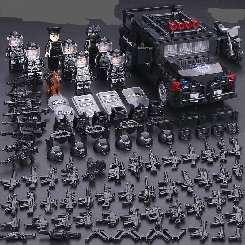 Black SWAT Hanma Car Motorcycle Minifigures Lego Compatible City SWAT 2021