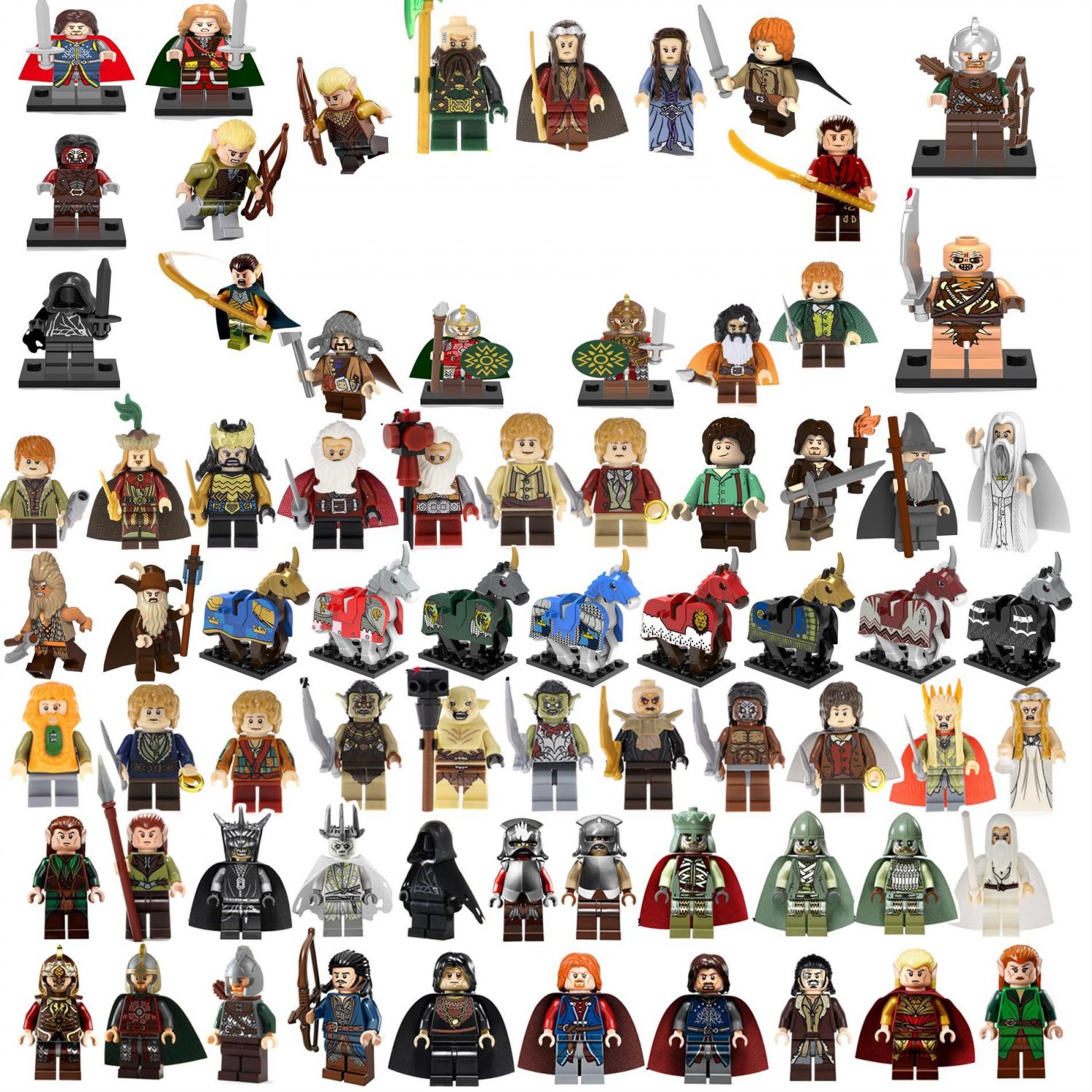 72pcs Elf Dwarf Hobbits Orc Human Minifigures Lego Compatible The Lord ...