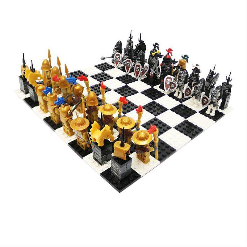 Gold Knight Vs Skeletal Knight Chess Minifigures Lego Compatible Chess Sets
