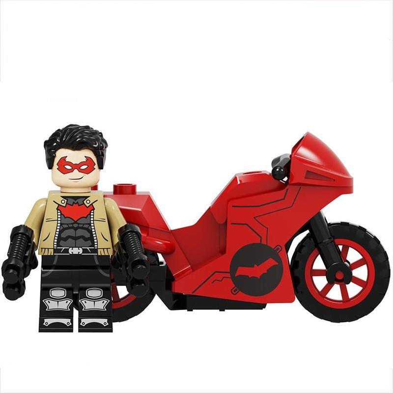 Red Hood Motorcycle Minifigures Lego Compatible Red Hood Gang Set