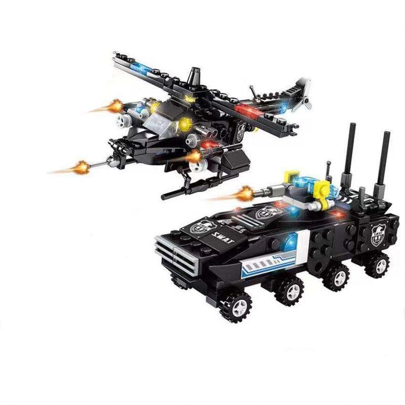 SWAT Police Armored car Helicopter Minifigures Lego Compatible City ...