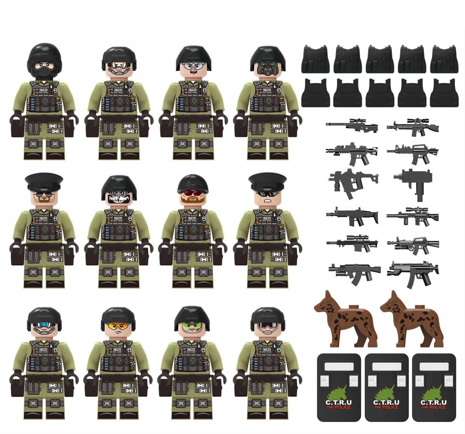 Counter Terrorism Response Unit Minifigures Lego Compatible City Police Set