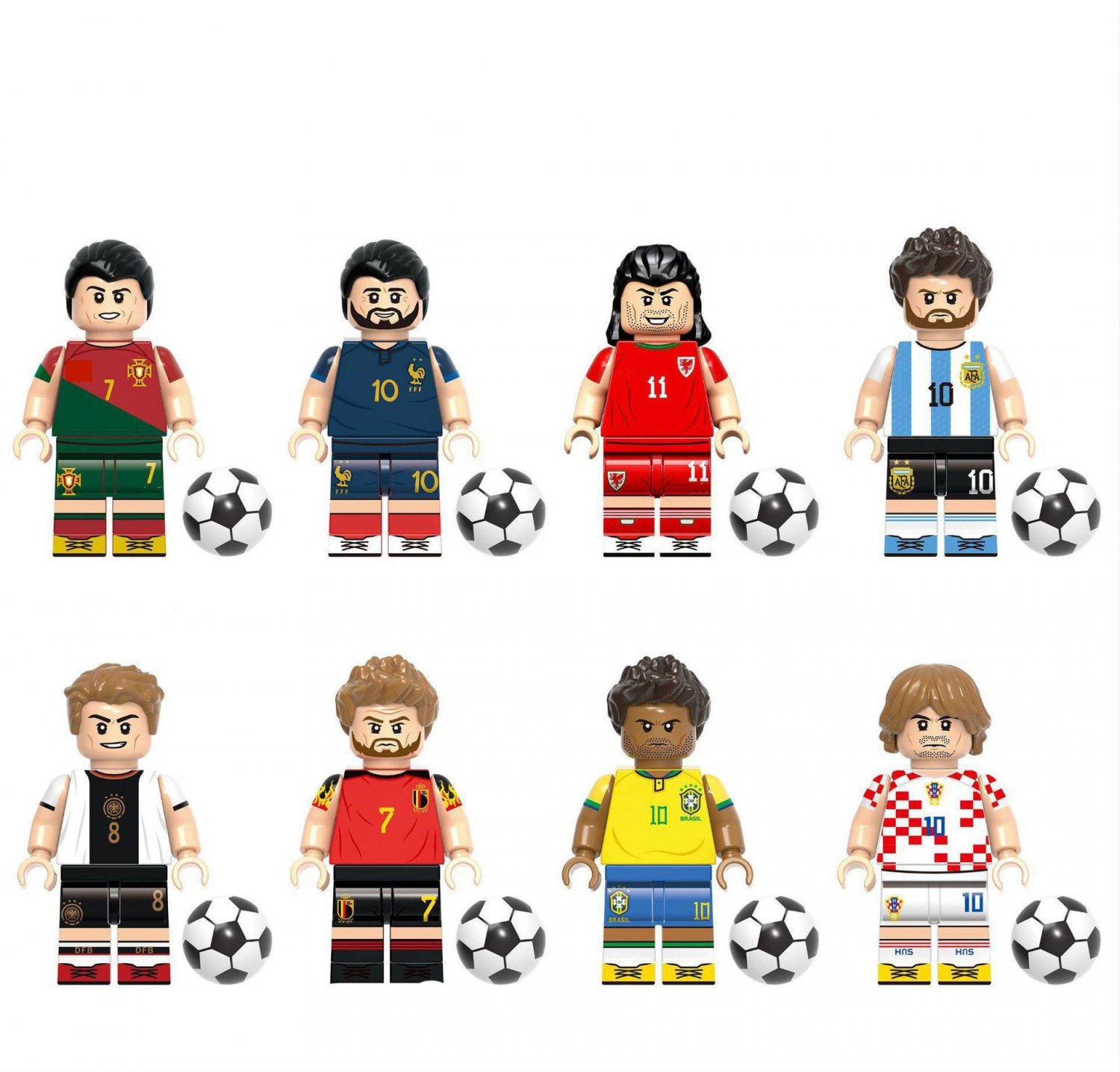 2021 Football World Cup Ronaldo Benzema Messi Minifigures Lego ...