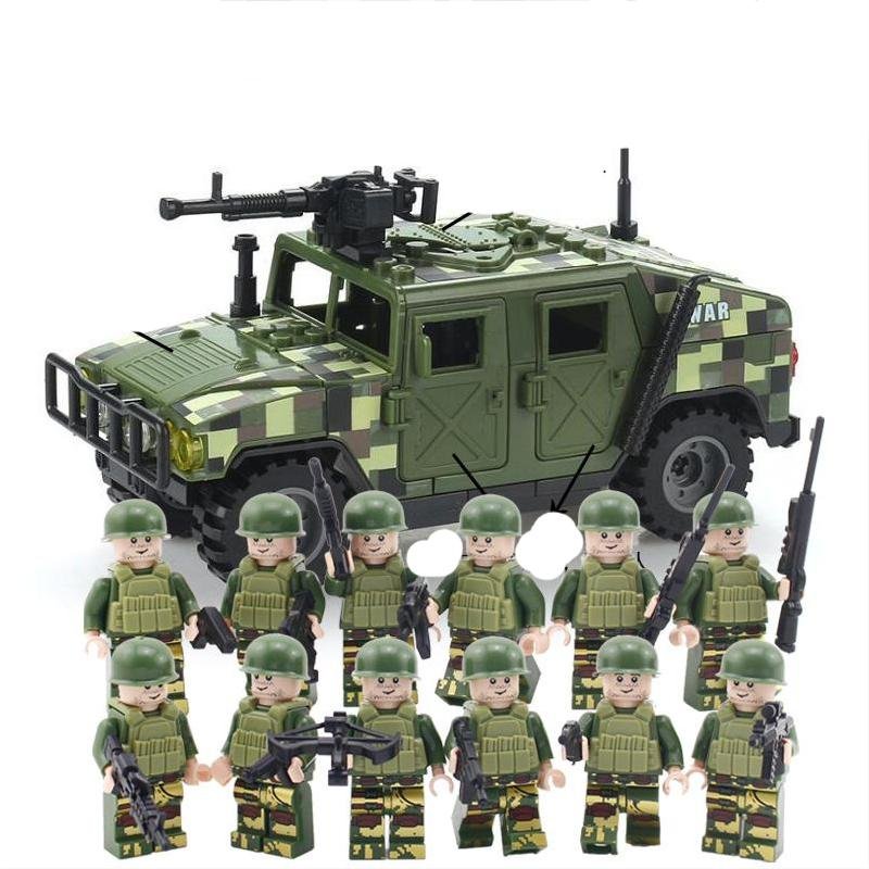 Green military uniform American Troops Jeep Minifigures Lego Compatible ...