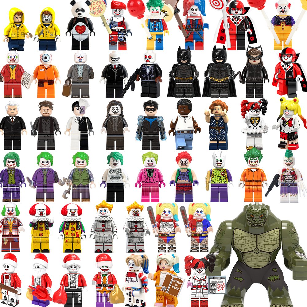50pcs Killer Croc Batman Joker Harley Quinn Minifigures Lego Compatible ...
