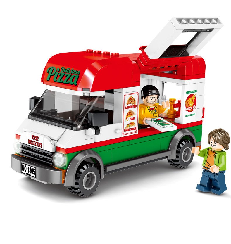 Pizza delivery truck Minifigures Lego Compatible City 2023