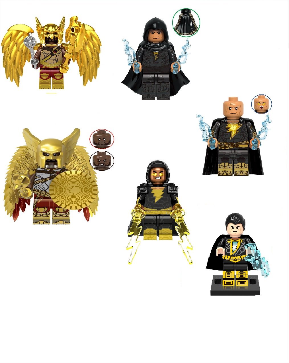 Black Adam and Hawkman Minifigures Compatible Lego Justice Society of ...