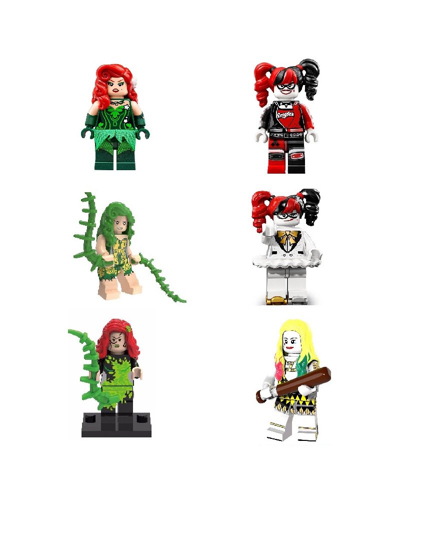 Poison Ivy and Harley Quinn Minifigures Lego Compatible DC Super ...