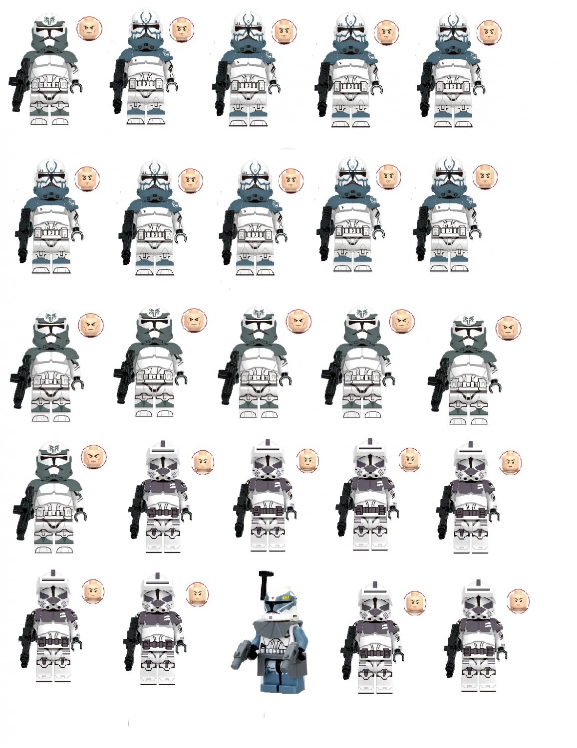 104th Battalion Wolfpack Squad Minifigures Compatible Lego Star Wars Sets