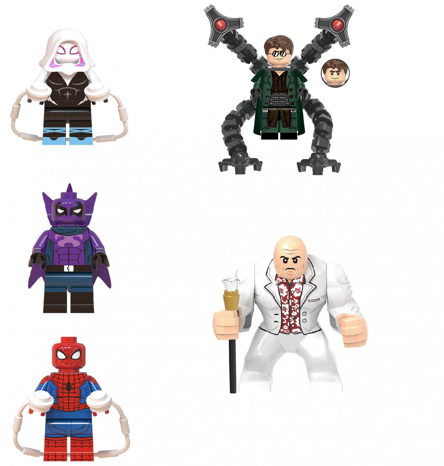 Gwen Stacy Prowler Kingpin Minifigures Compatible Lego Spider-Man Into the Spider-Verse Sets
