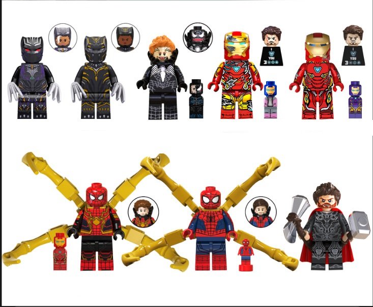 Black Panther Spider-Man Venom Iron Man Minifigures Compatible Lego New ...