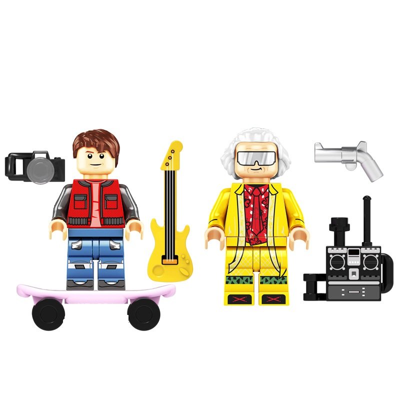 Marty McFly Doc Brown Minifigures Compatible Lego Back to the Future Set