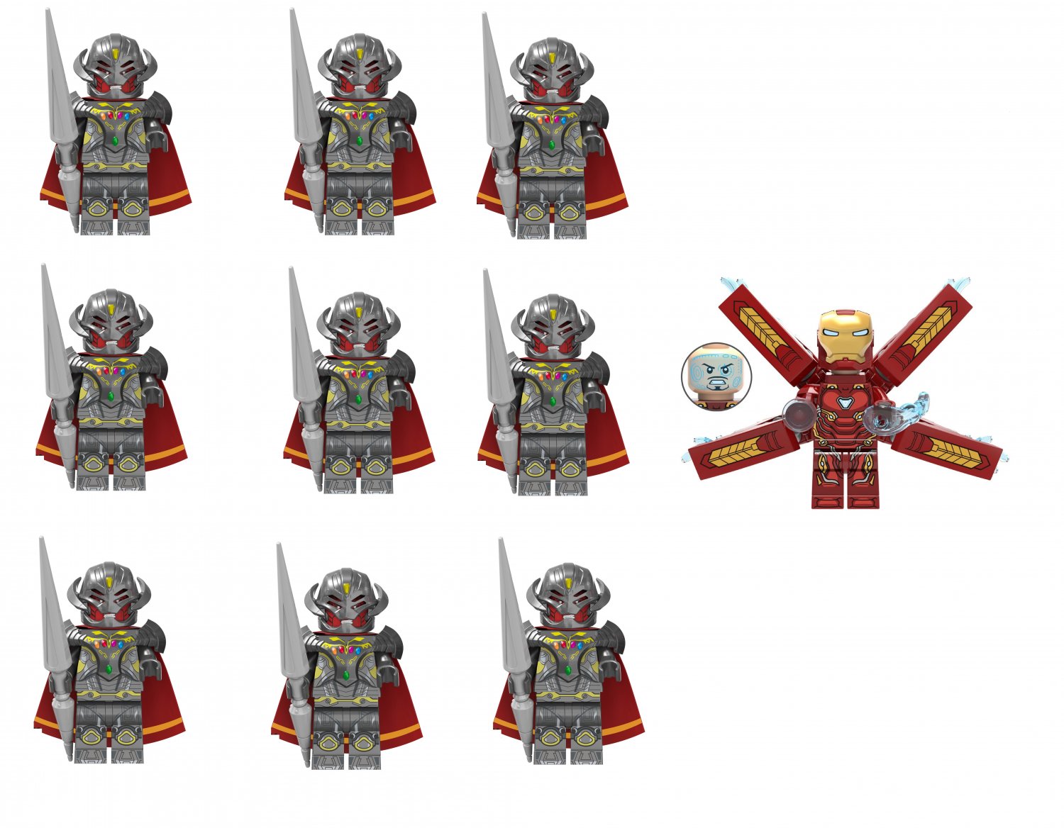 Iron Man and Ultron Minifigures Compatible Lego The Avengers Set