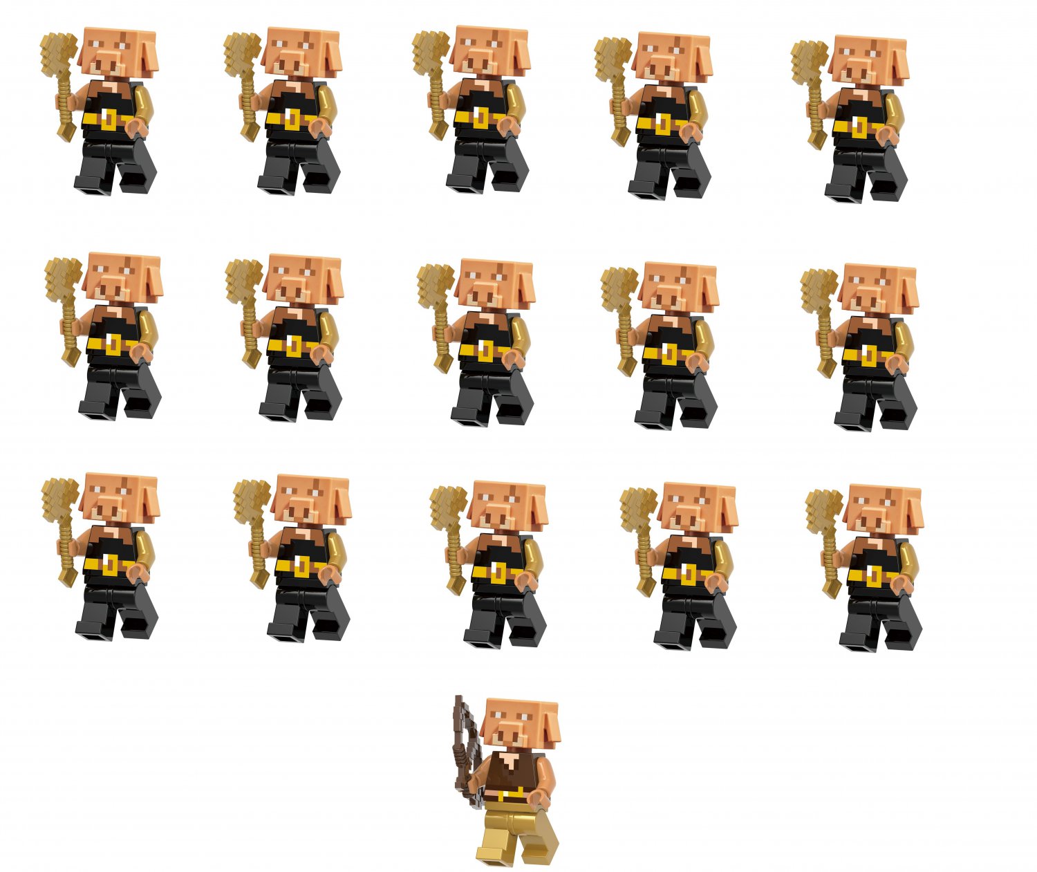 16pcs Piglin Brute Piglin Minifigures Compatible Lego Game Set