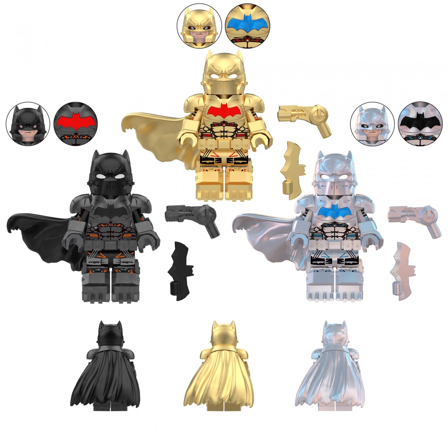 3 Best Chrome Heavy Batman Minifigures Lego Compatible Superhero Movie Set