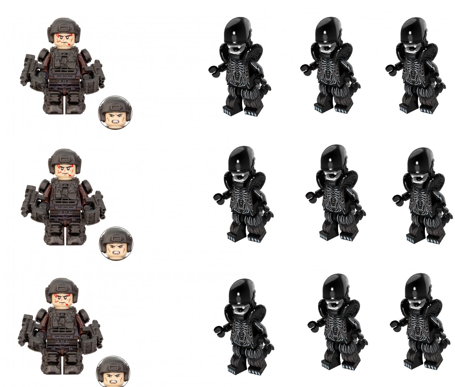 Marine Corps VS Aliens Minifigures Lego Compatible Aliens 2 Set