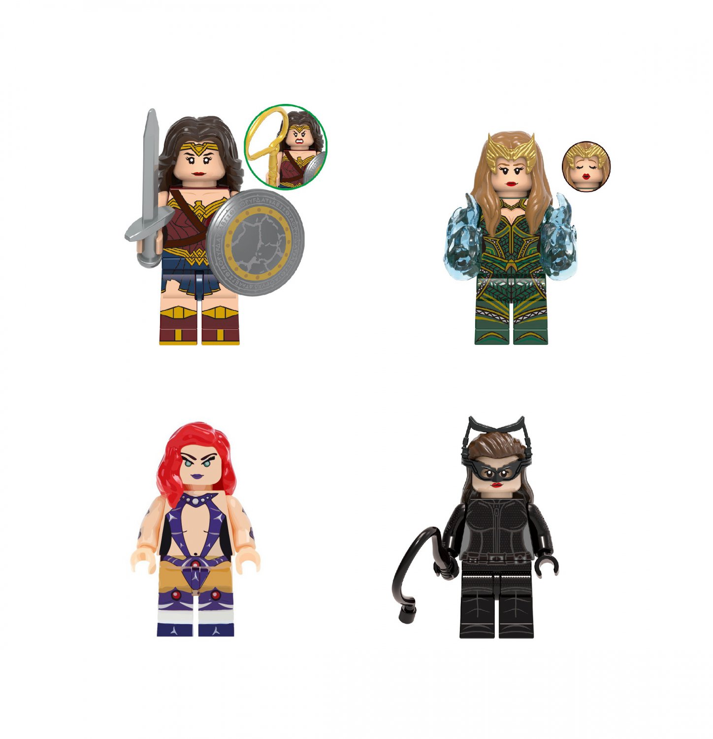 Starfire Catwoman Mera Minifigures Lego Compatible DC Super Heroes Set