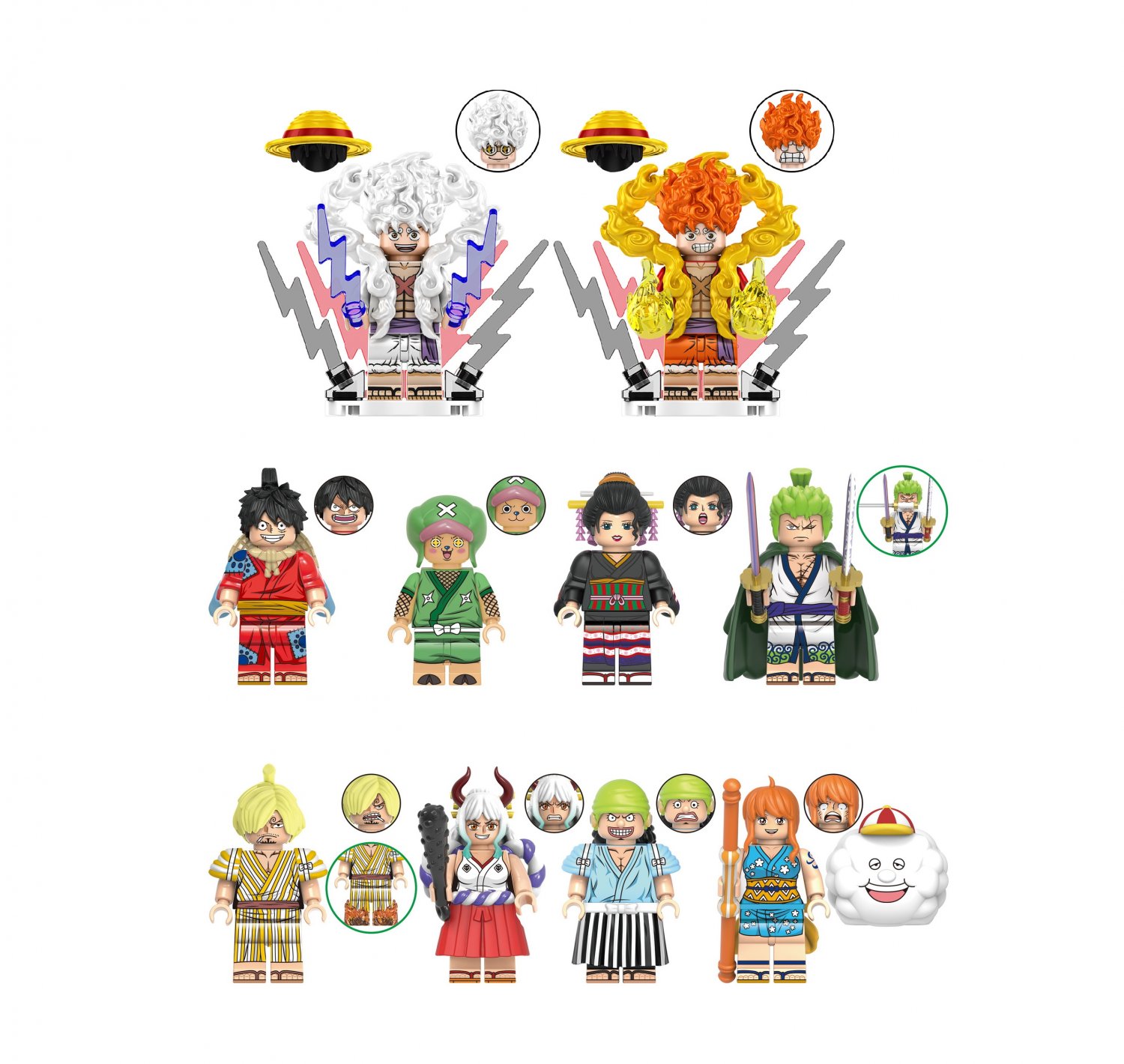 10 New One Piece Nika Nika Luffy Minifigures Lego Compatible Comic Sets