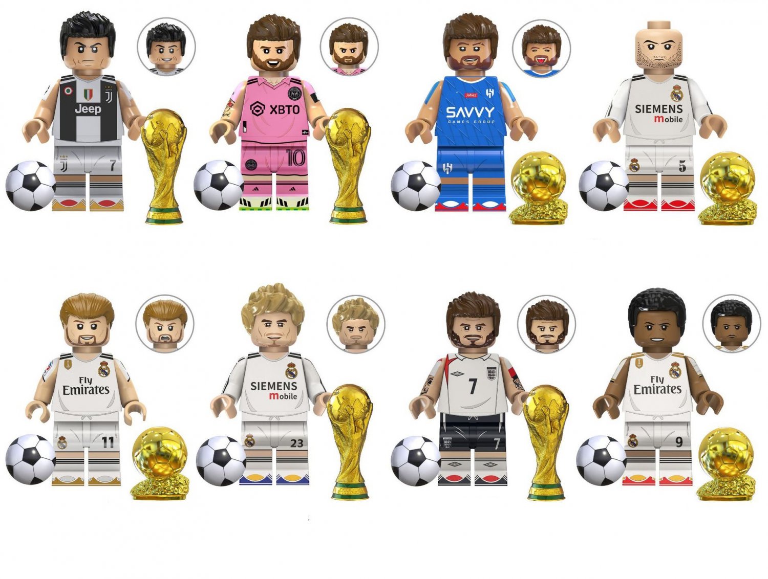 David Beckham Mbappe Bale Messi Ronaldo Minifigures Lego Compatible ...