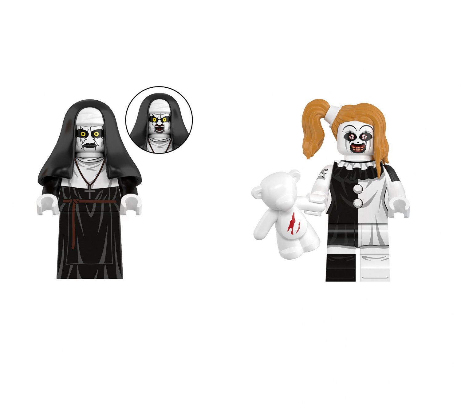 The Nun and Terrifier Minifigures Lego Compatible Movie Sets
