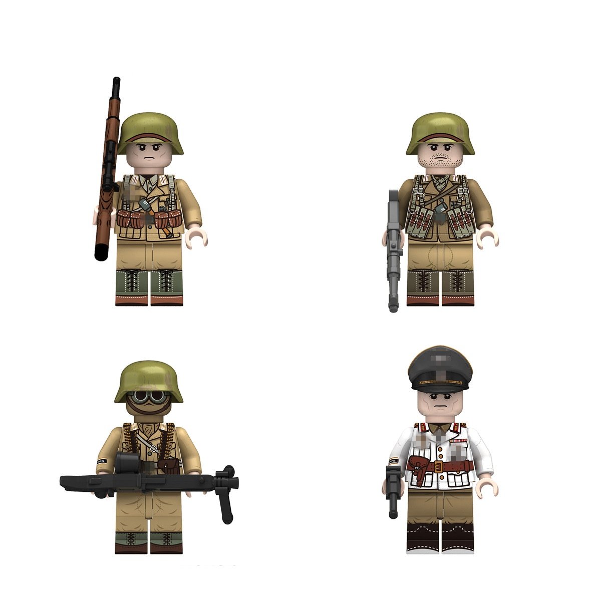 Afrika Korps soldier Erwin Rommel Minifigures Lego Compatible WW2 ...