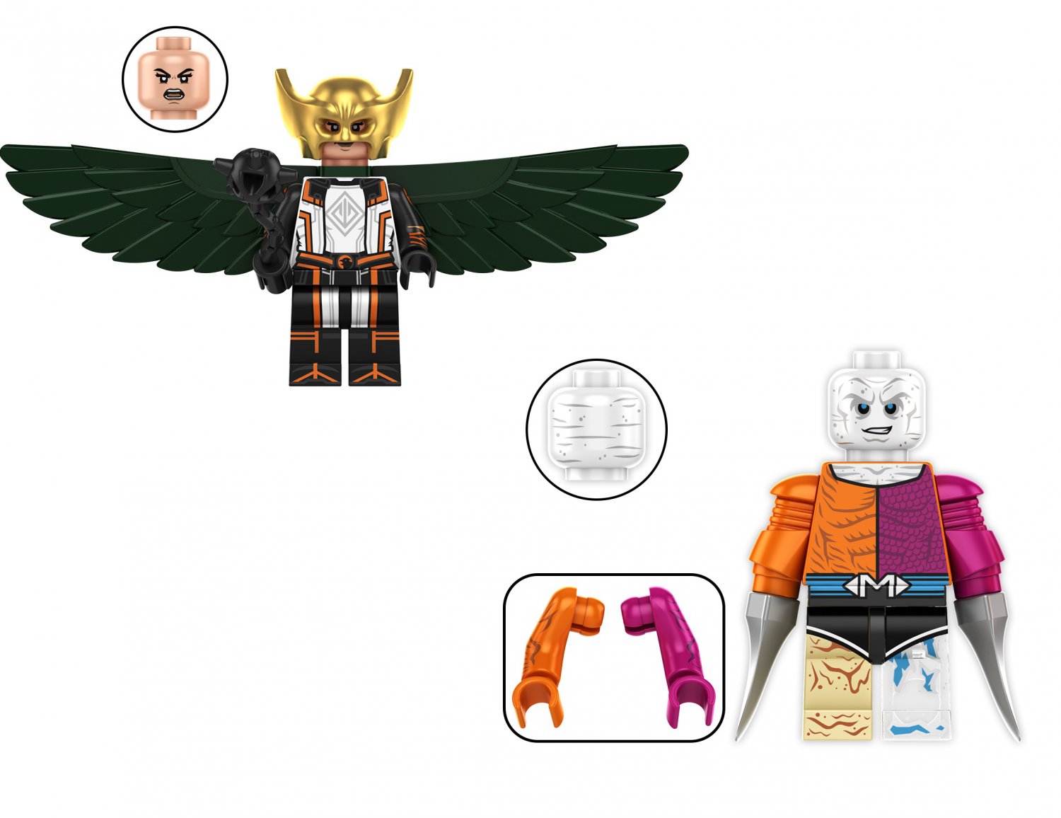 Hawkgirl and Metamorpho Minifigures Lego Compatible Superman movie Set