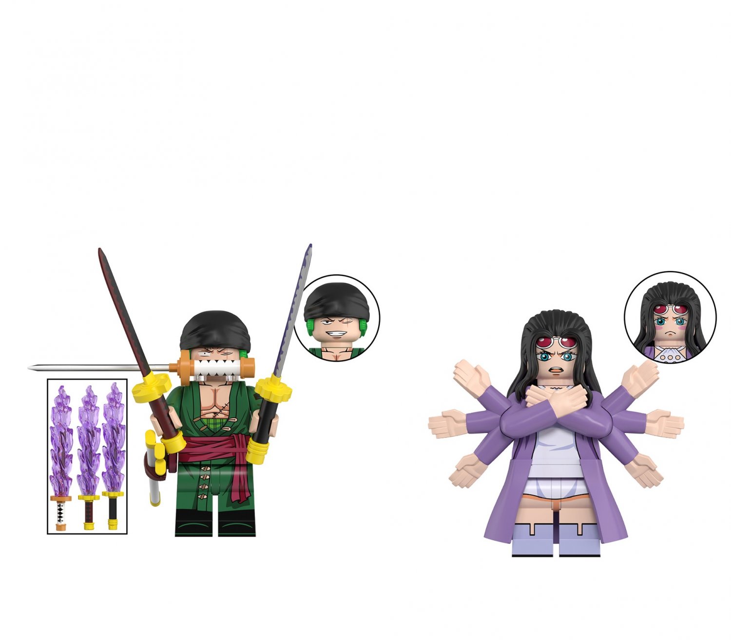 Roronoa Zoro and Nico Robin Minifigures Lego Compatible One Piece Sets