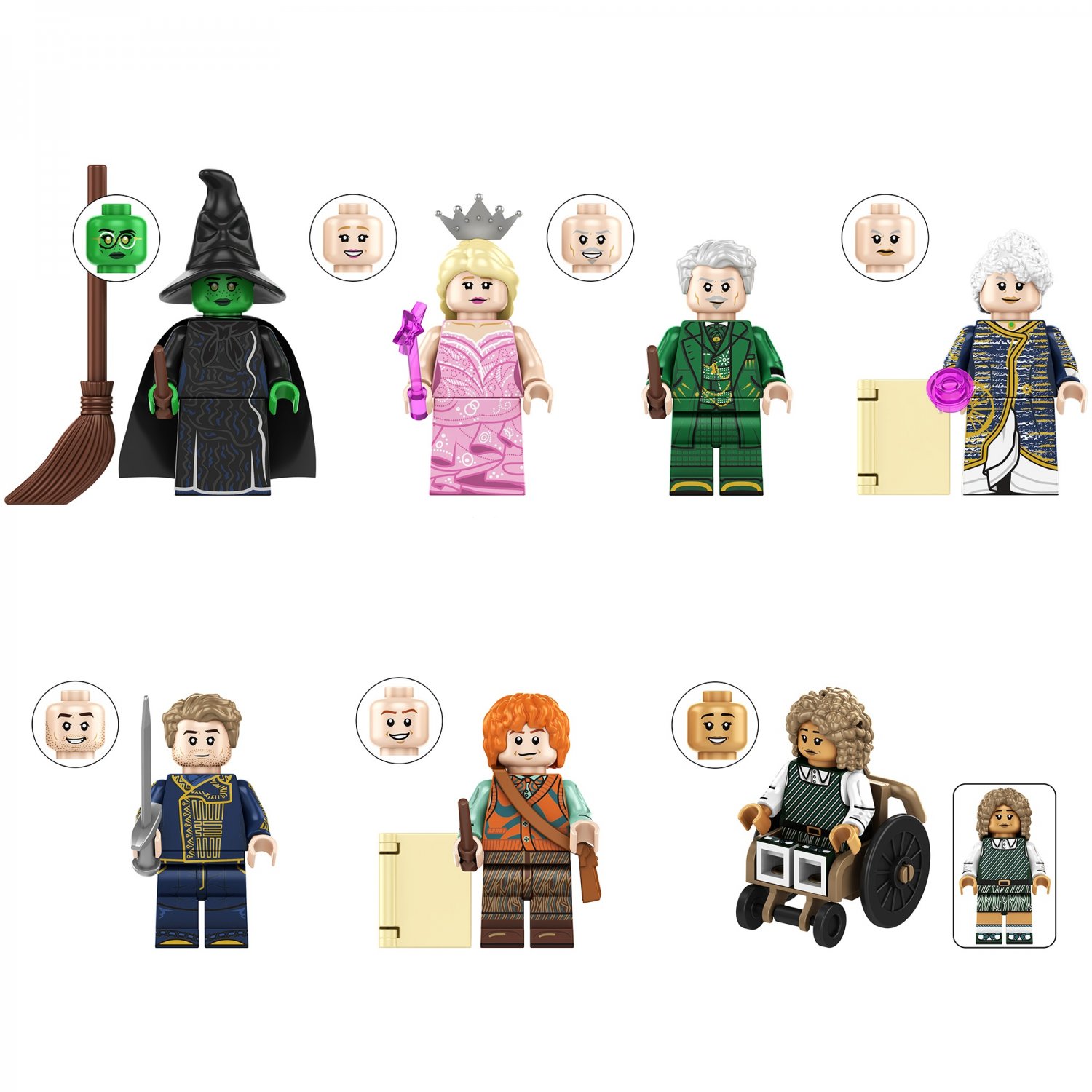 Elphaba Glinda Boq Nessarose Fiyero Minifigures Lego Compatible Wicked ...