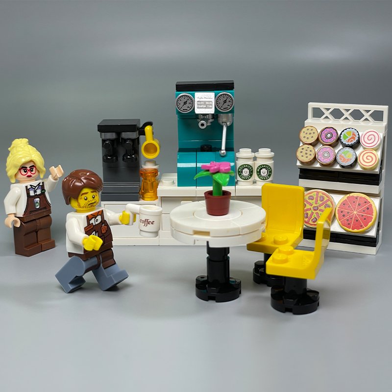 Cafe Coffee shop employee Minifigures Lego Compatible City character Sets