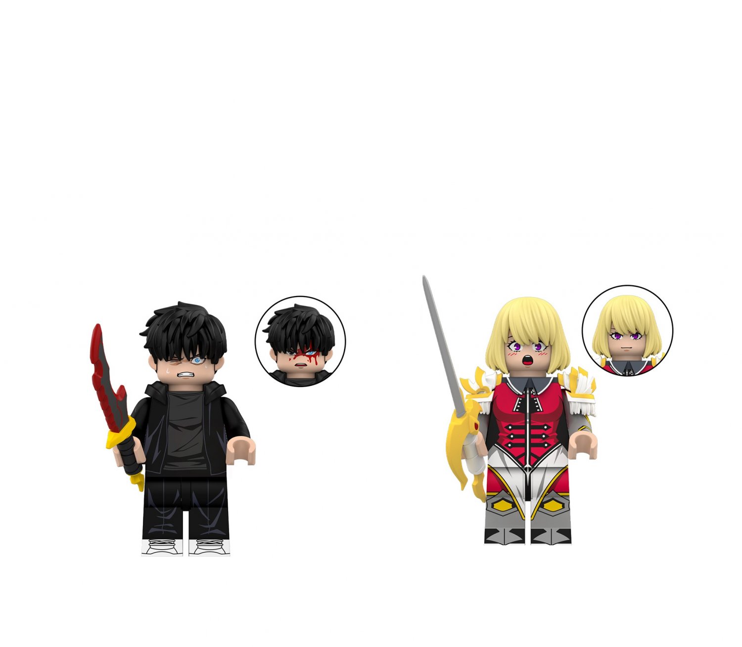 Cha Hae-In and Sung Jin-Woo Minifigures Lego Compatible Solo Leveling Set