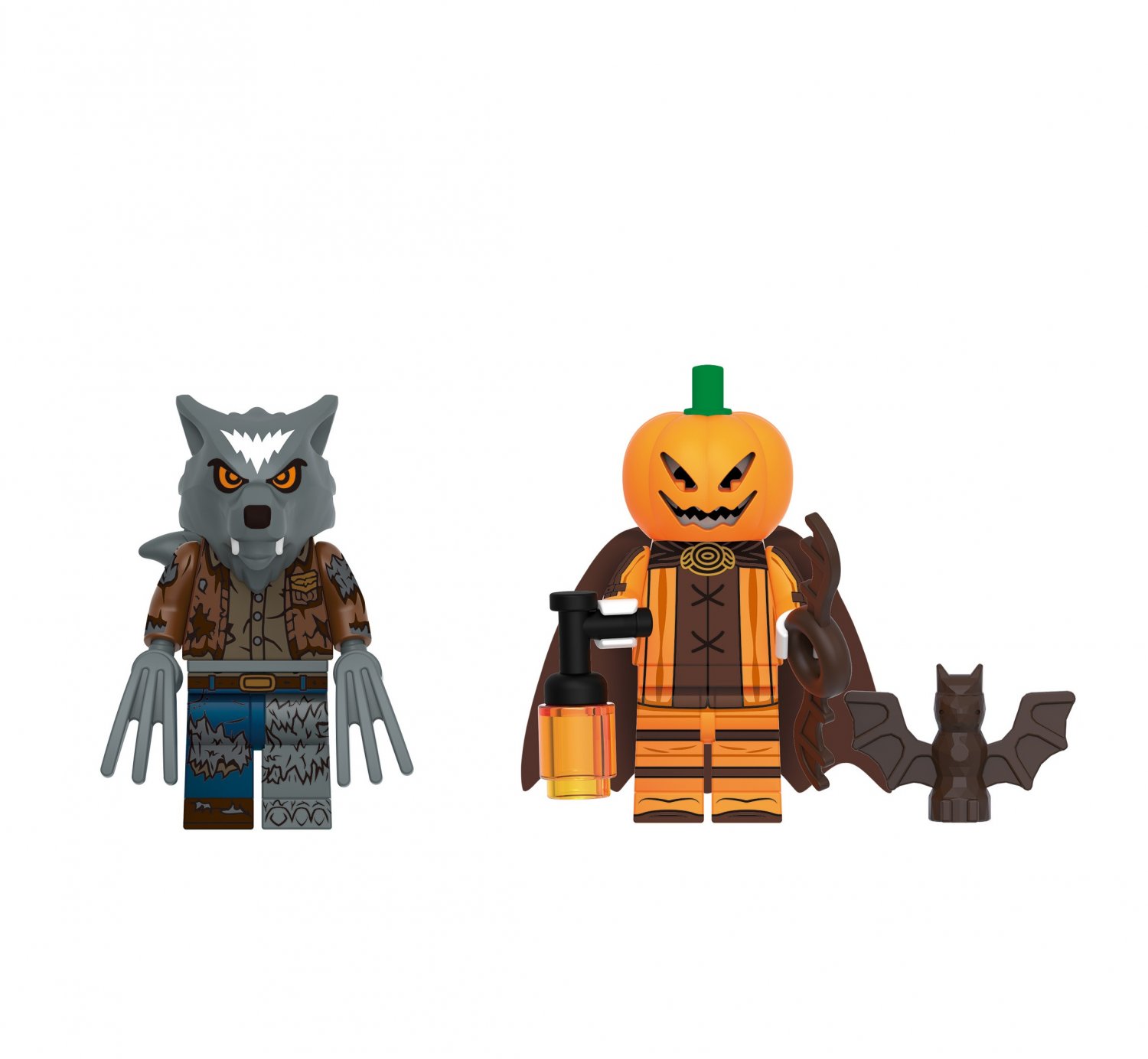Werewolf and Laughing Pumpkin Minifigures Lego Compatible 2025 ...