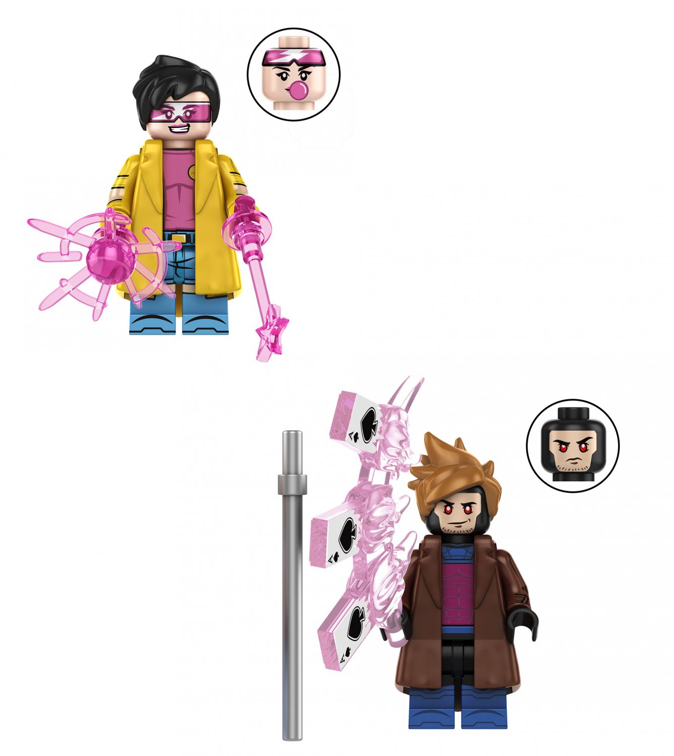 Jubilee and Gambit Minifigures Lego Compatible New X-Men Sets