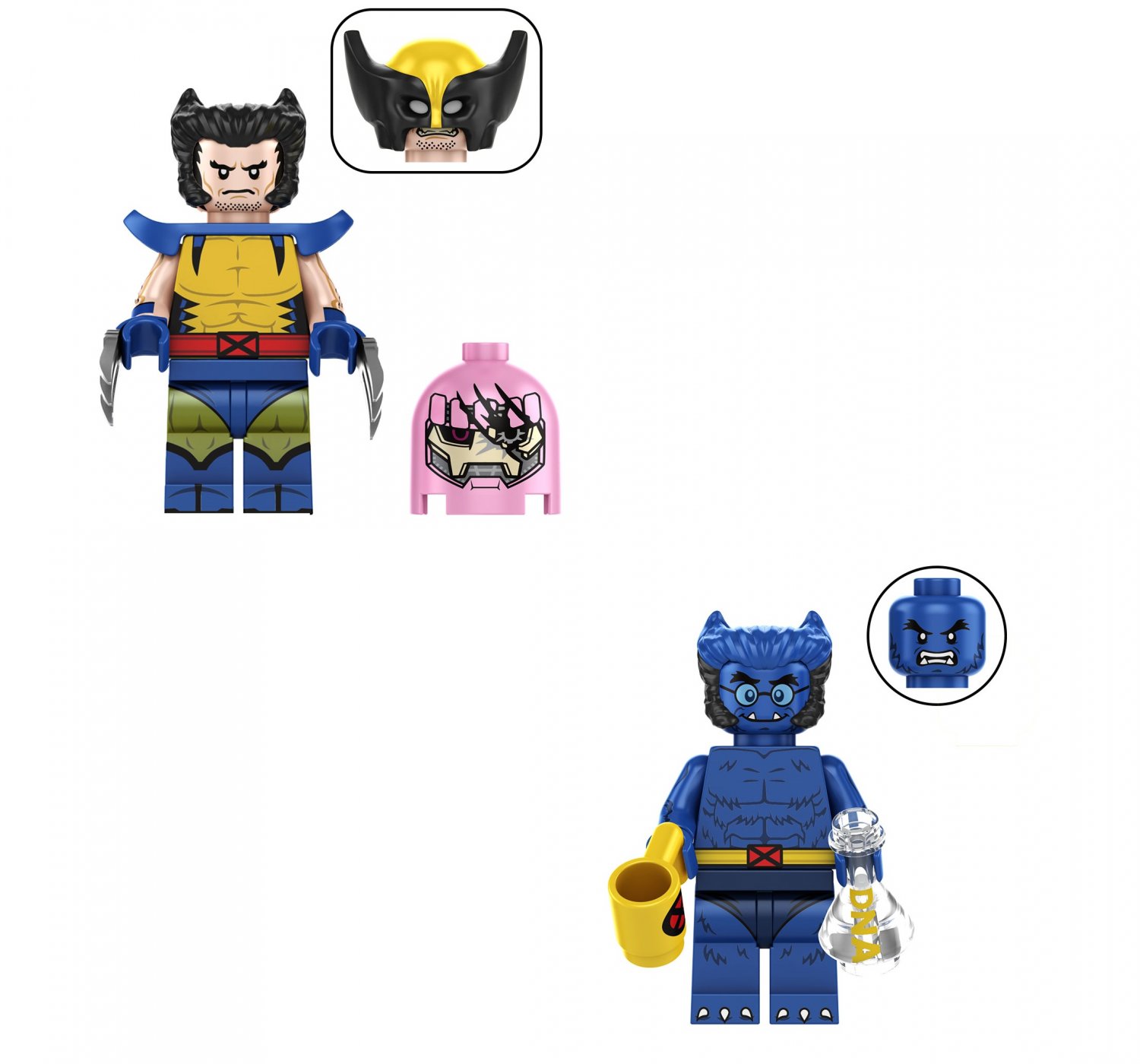 Wolverine and Beast Minifigures Lego Compatible New X-Men movie Sets
