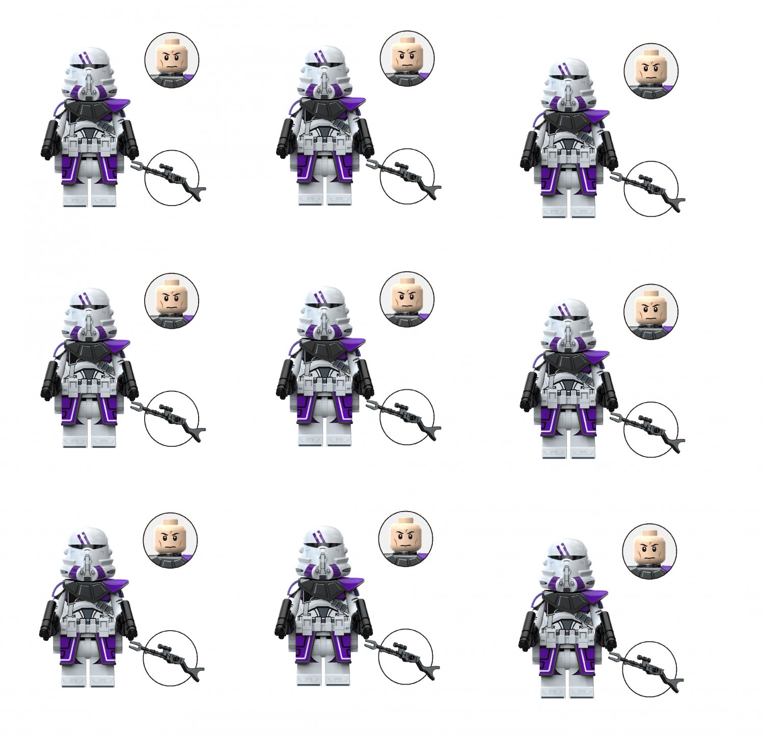 9pcs 187th Clone Trooper Minifigures Lego Compatible Star Wars Clone ...