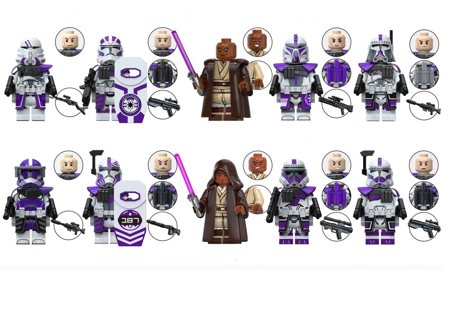 Mace Windu 187th Clone Trooper Clone Commander Minifigures Lego ...