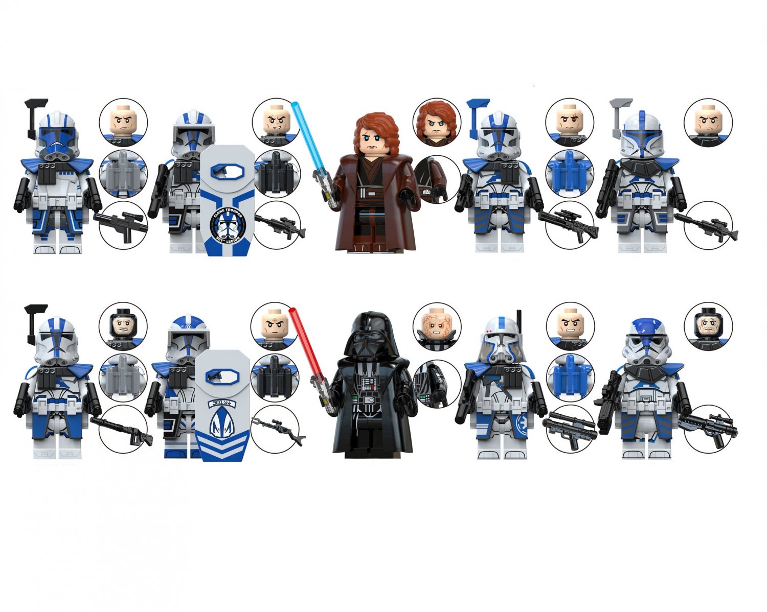 Anakin Skywalker Darth Vader 501th Clone Trooper Minifigures Lego ...