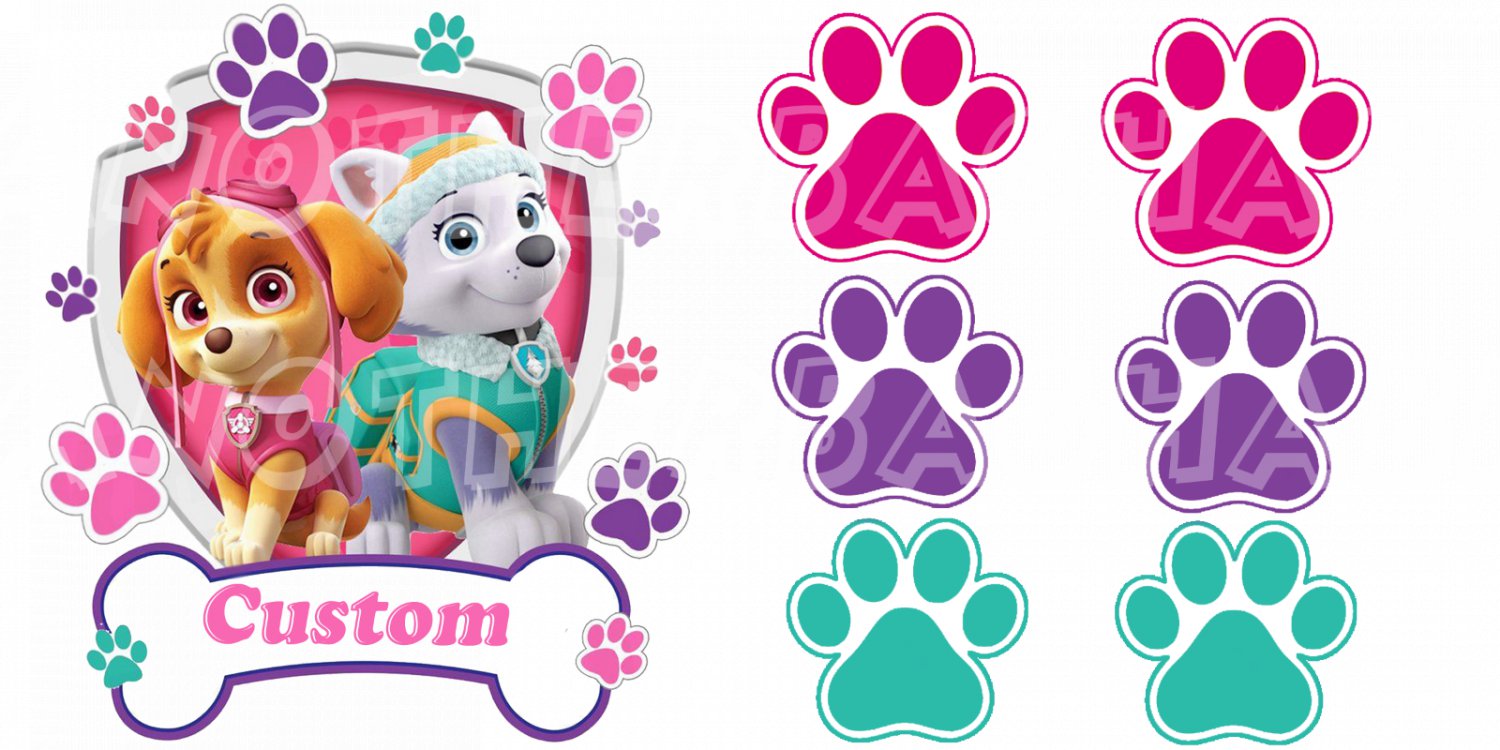 Skye And Everest Paw Patrol Custom Wall Decal Inspired