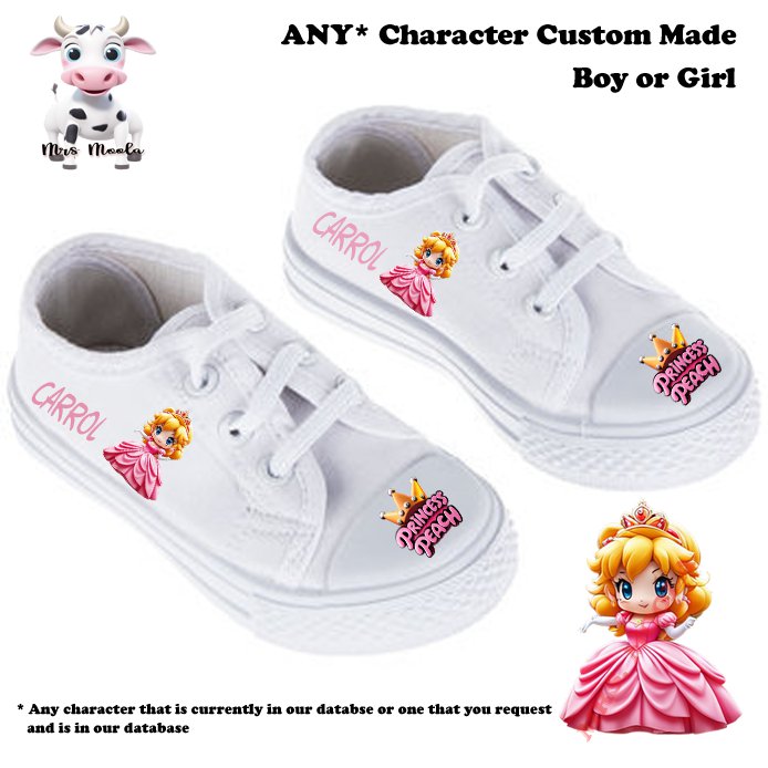 Princess Peach (Inspired) Toddler Canvas Shoes Sneakers - CUSTOM ...