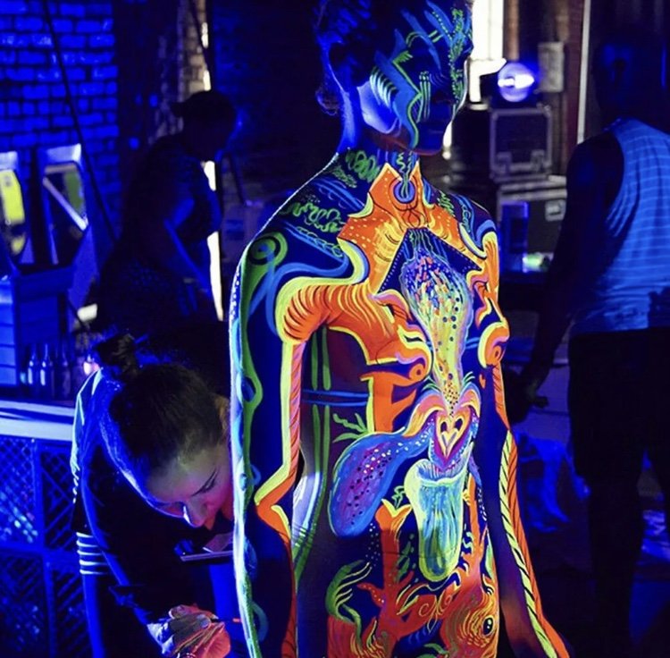 Glow in the Dark Face Body Paint Neon Rave Party Music Festival ...