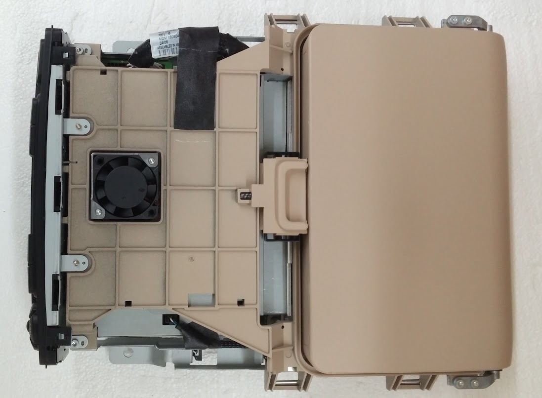 Tan overhead video rear entertainment system. DVD+LCD display screen ...