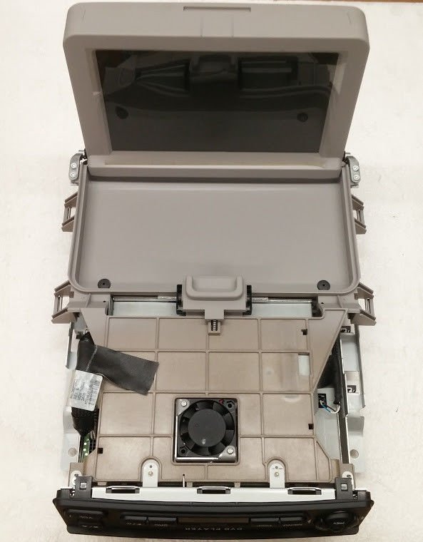 Gray overhead video rear entertainment system. DVD+LCD display screen ...