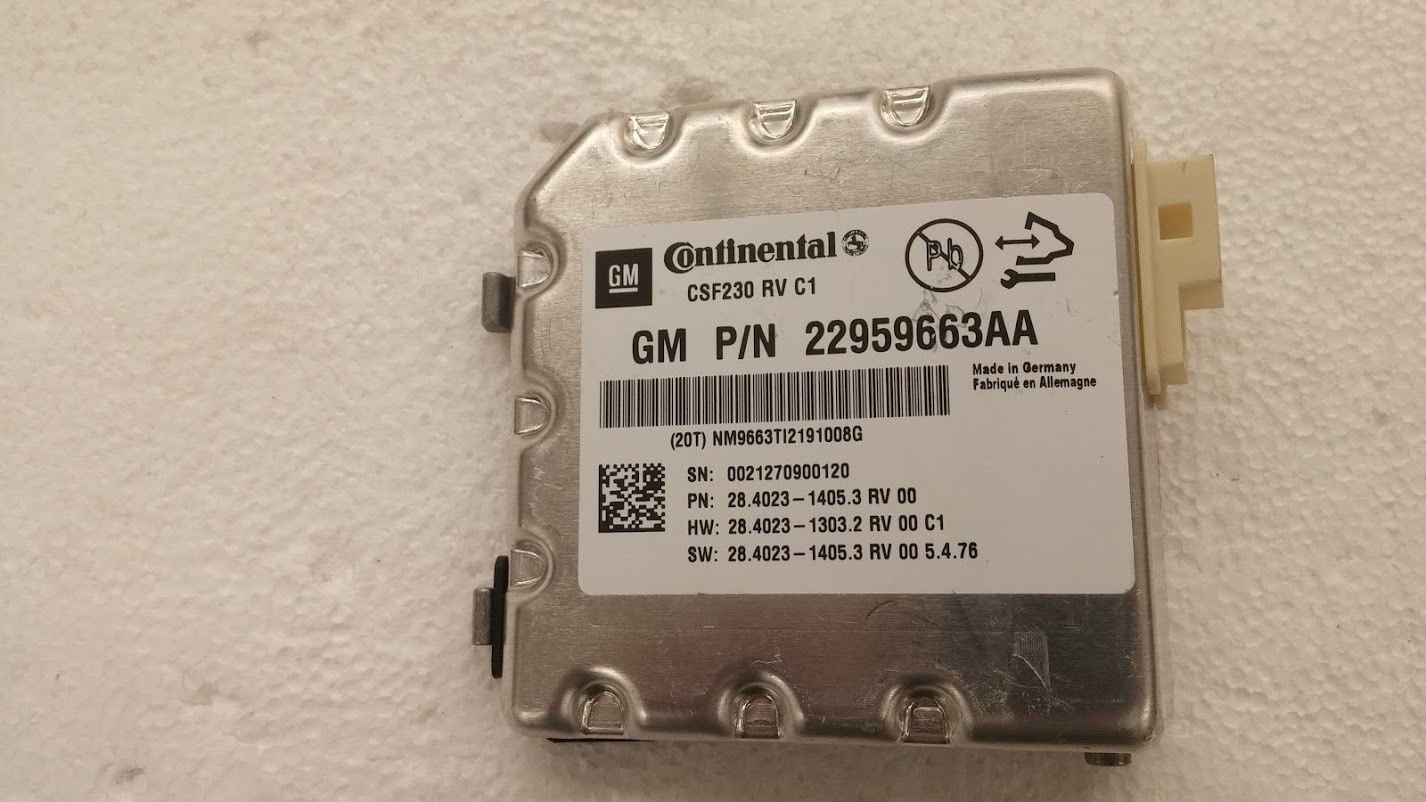 Cadillac front view parking assist camera module. GM Continental