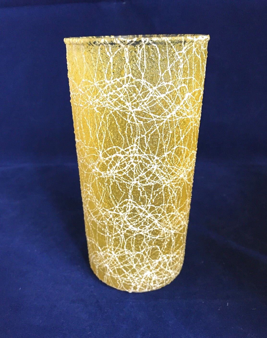 Set Of 7 YELLOW SPAGHETTI STRING SPLATTER 12 oz DRINKING GLASS TUMBLER ...