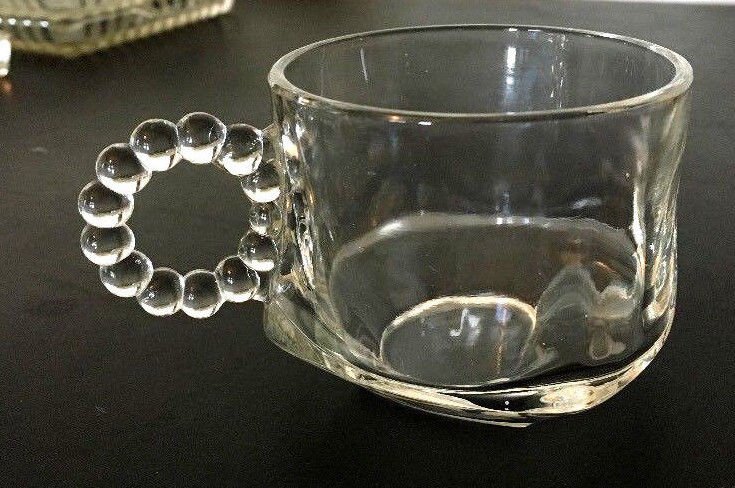 Hazel Atlas Orchard Snack set Candlewick/Boopie Ribbed Clear Glass Tray ...